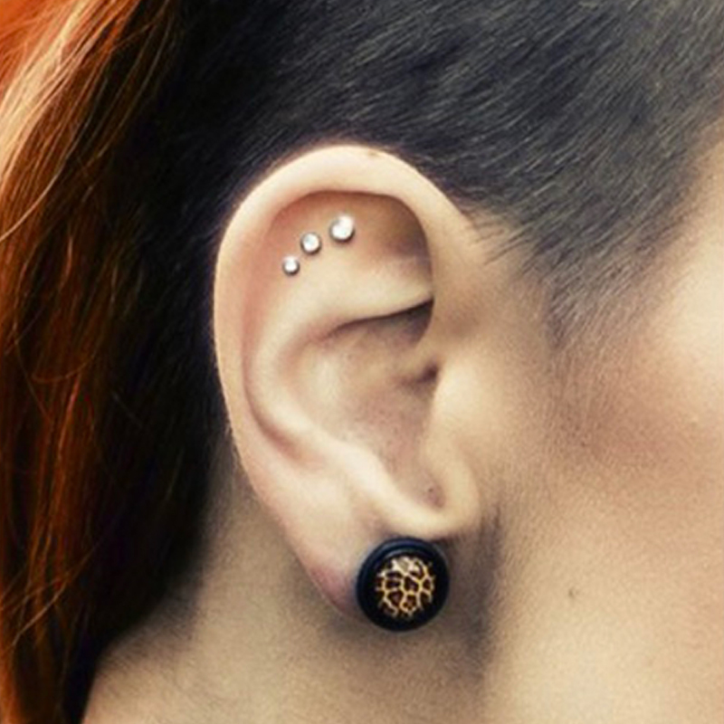 Piercing Supply | Mini Labret Triplo Piercing Titanio Dorato